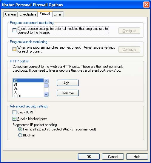 3) Select the Firewall tab. Make sure the Program Launch Monitor check ...
